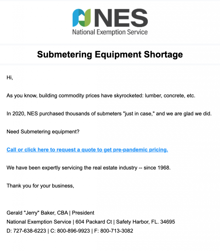 | NES - National Exemption Service - Submeter.com | Water, Gas ...